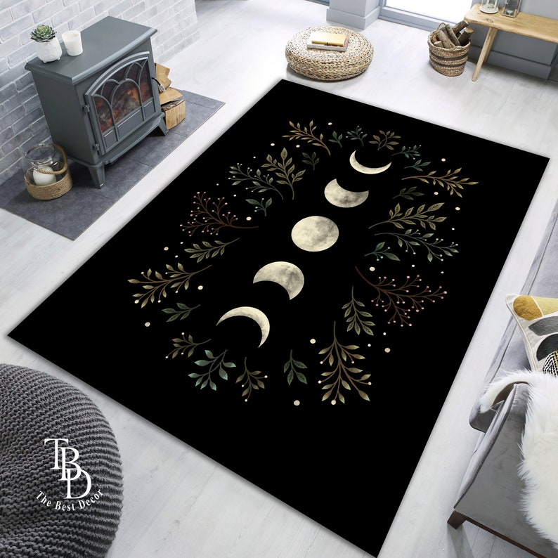 Mystic Rug, Moon Rug, Moon Pattern Rug, Moon Theme Rug, Night Time Rug ...