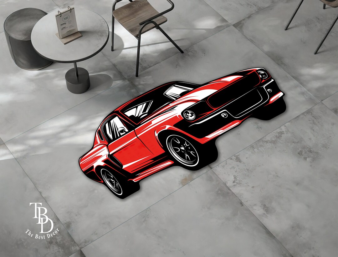 Red Racing Car Room Rug, Cut Red Car Boy Room Decor, Cut Gift Rug ...