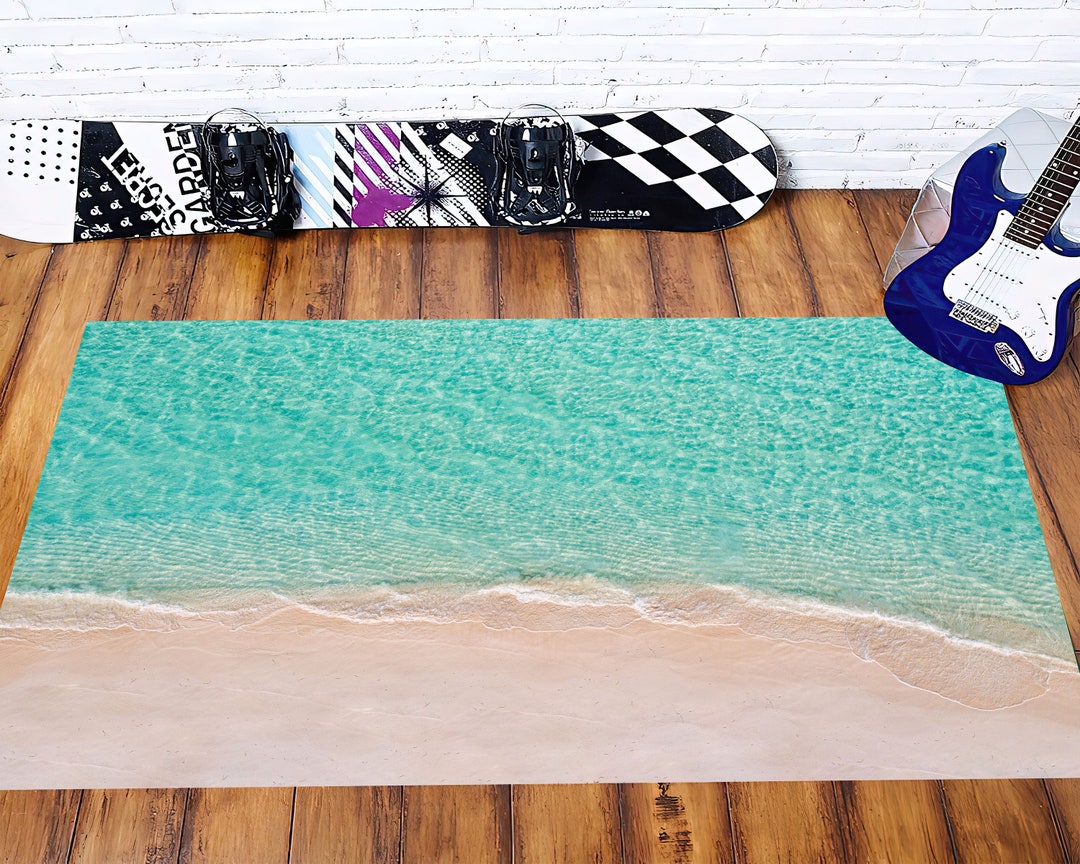 Sea Rug, Ocean Mat, Beach Rug, Holiday Carpet, 3D Blue Ocean Wave ...