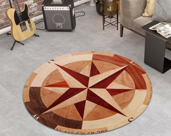 Compass Rose Rug, Compass Medallion Decor, Home Decor, 3D Compass Rug ...