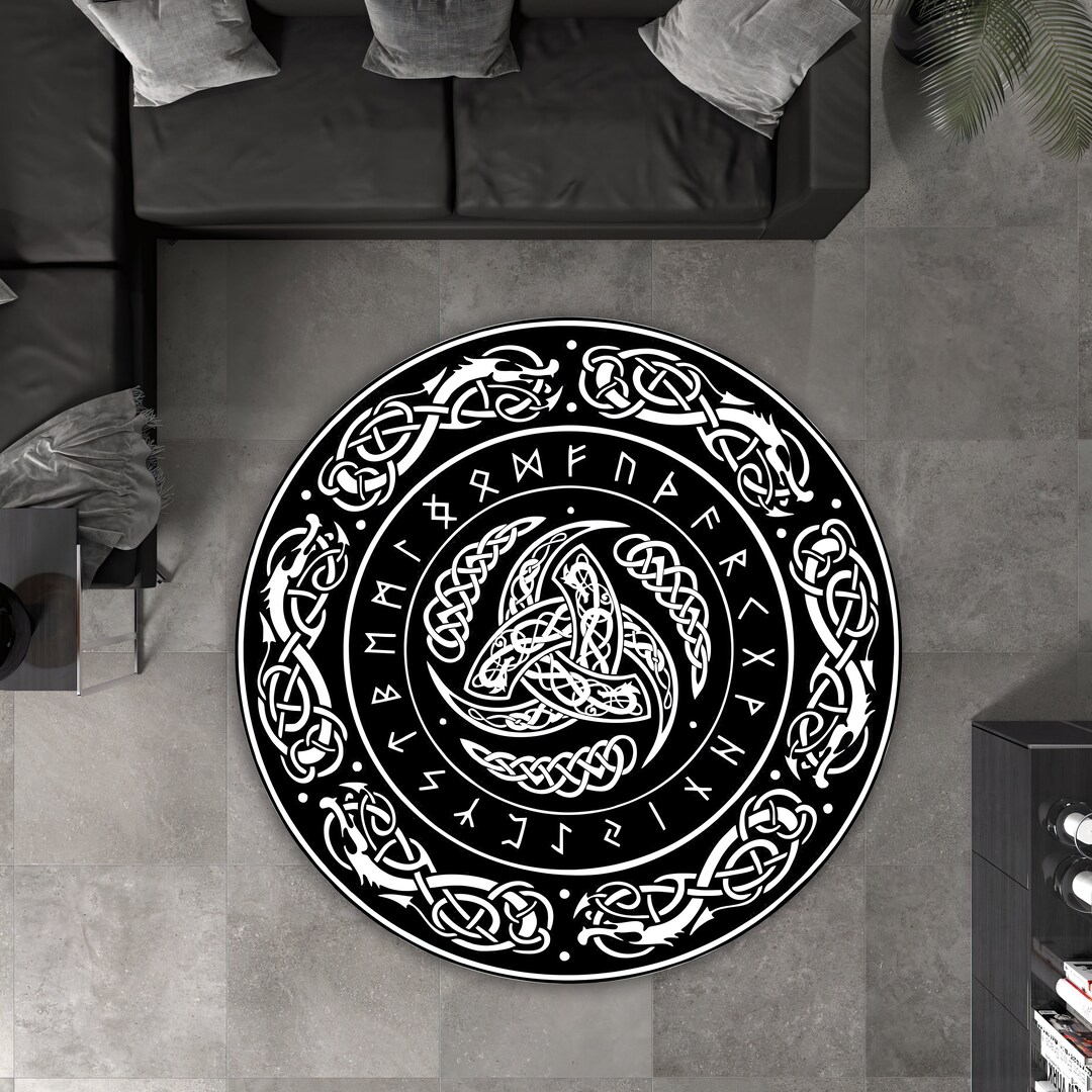 Wolves of Odin, Celtic Symbol Rug, Horn of Odin Viking Sybols Mat ...