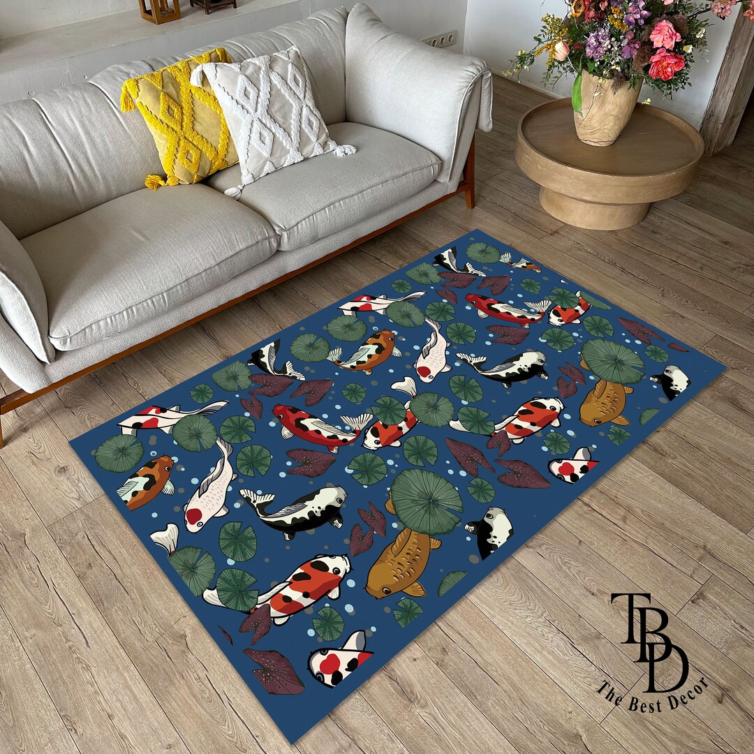 Koi Fish Rug, Fish, Kitchen Rug, Sea Animals Rug, Koi Fish Carpet ...