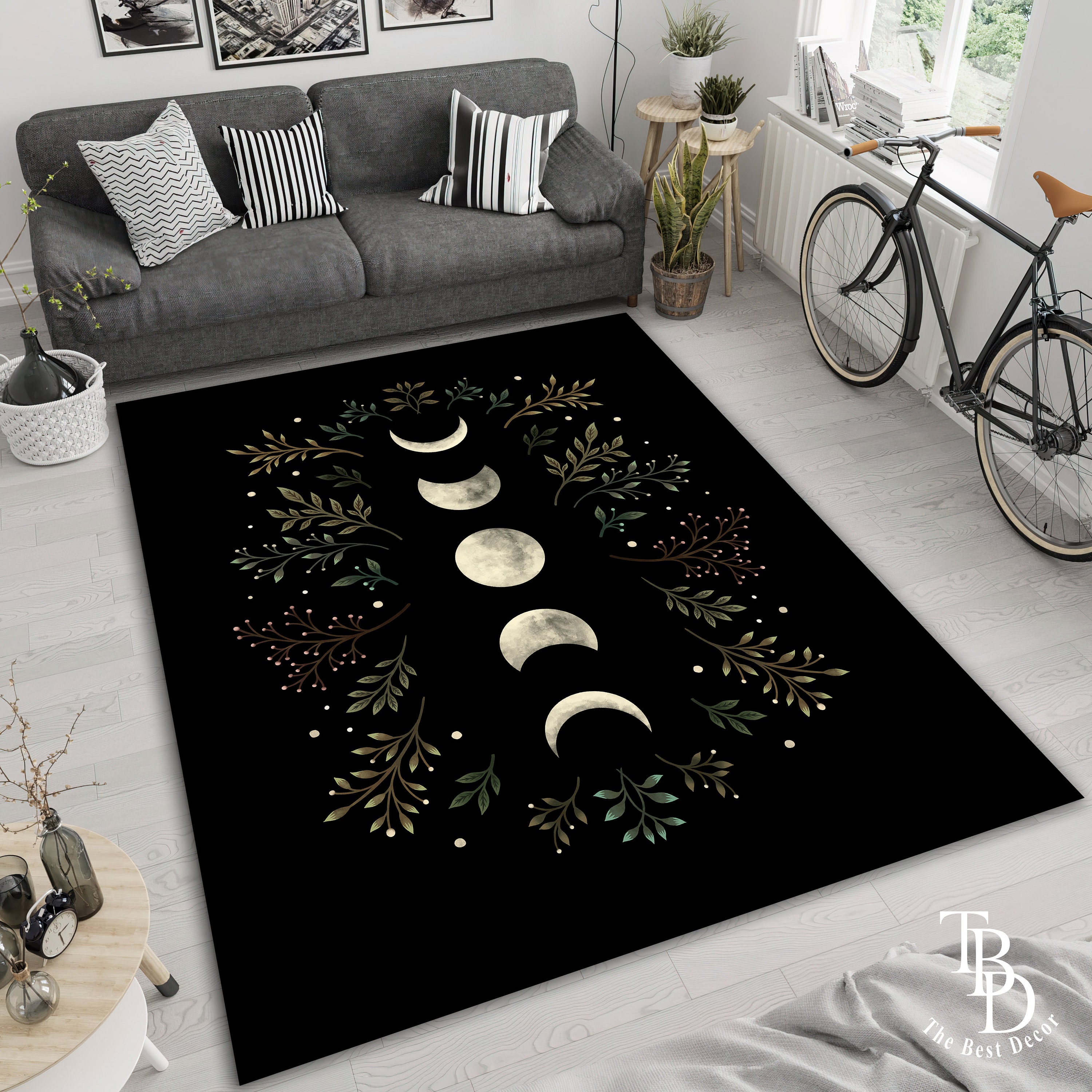 Mystic Rug, Moon Rug, Moon Pattern Rug, Moon Theme Rug, Night Time Rug ...
