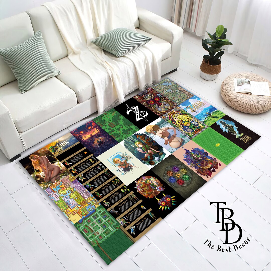 Zelda Rug, Legend of Zelda Mat, Gift for Gamer, Game Room Rug, Zelda ...