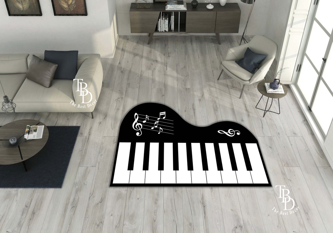 Musical Design Piano Keys Rug, Piano Shaped Rug, Note Shaped Rug, Music ...