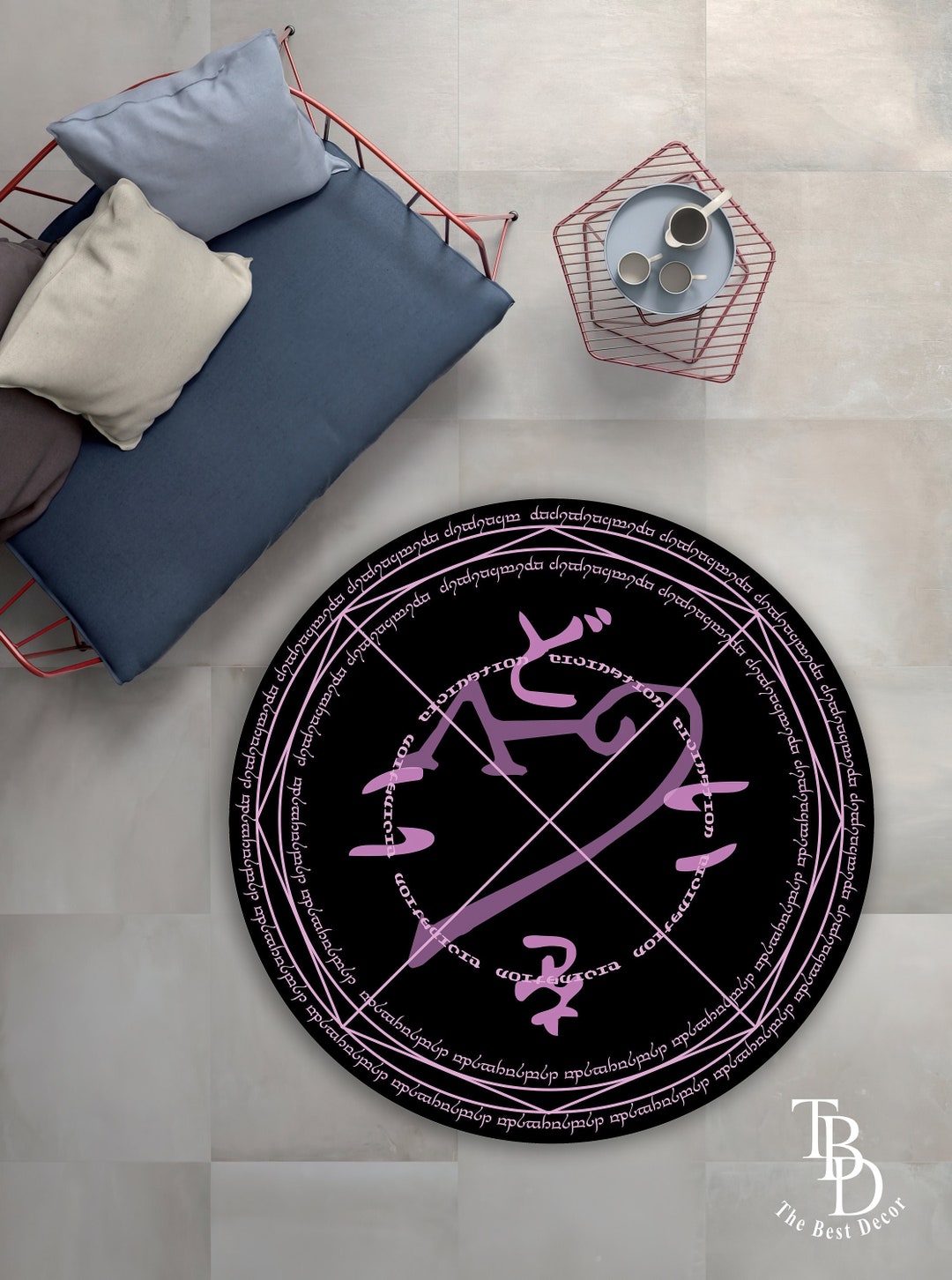 Magical Symbols of Necromancy Rug, Magic Circle Decor, Elemental Magic ...