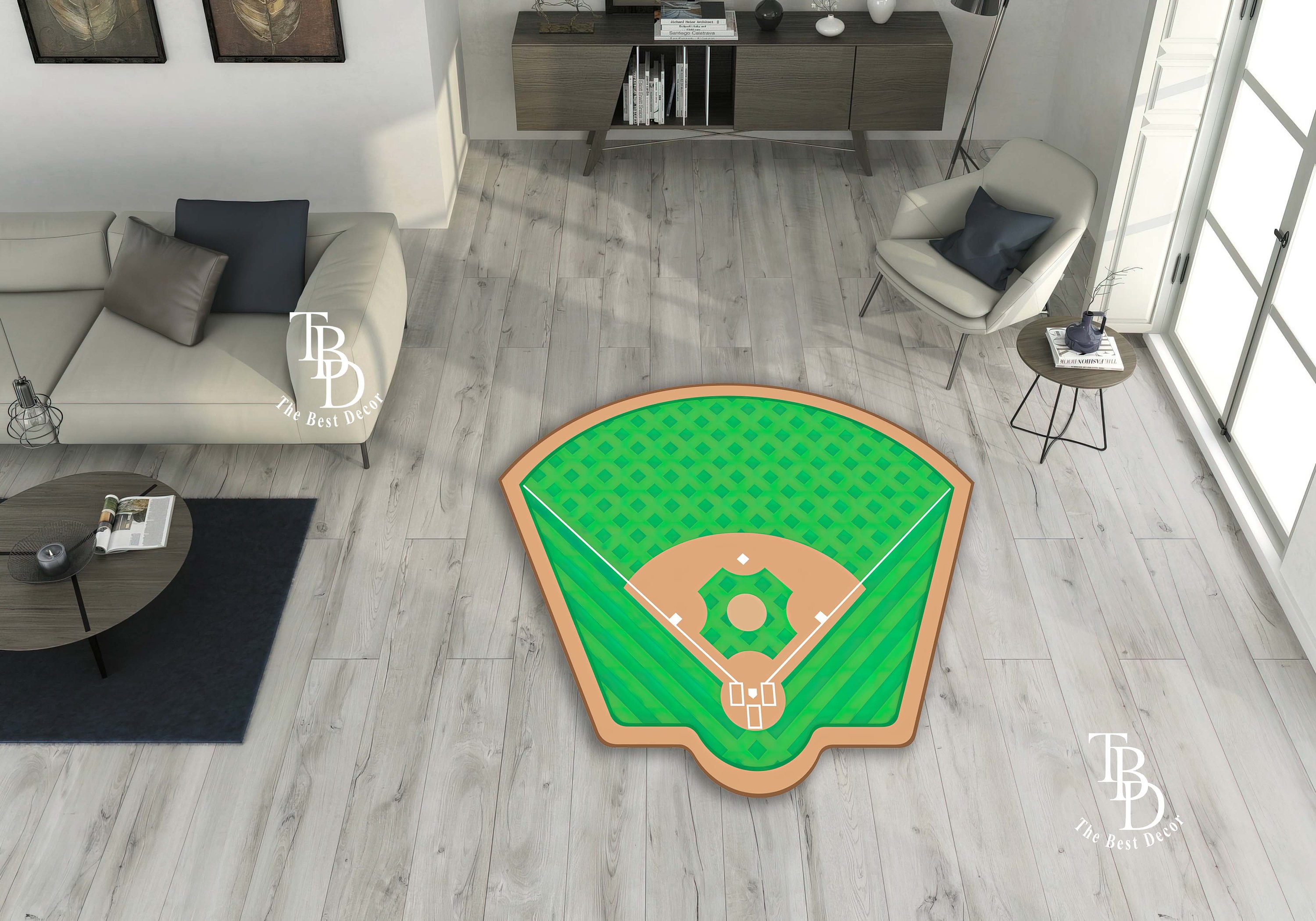Baseball Field Carpet, Baseball Rug, Sports Rug, Baseball Player Gift ...