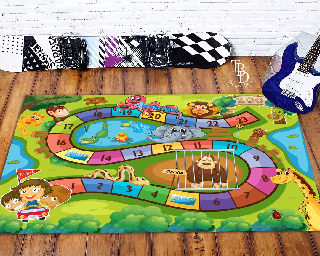 Zoo Kids Board Game Rug, Gaming Room Decor, Kids Room Decor, Game Room ...