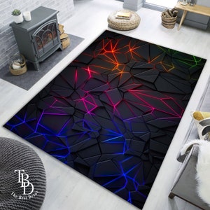 Neon Gamer Rug, Gaming Room Rug, E-sport Carpet, Colorful Rug, Gamer ...