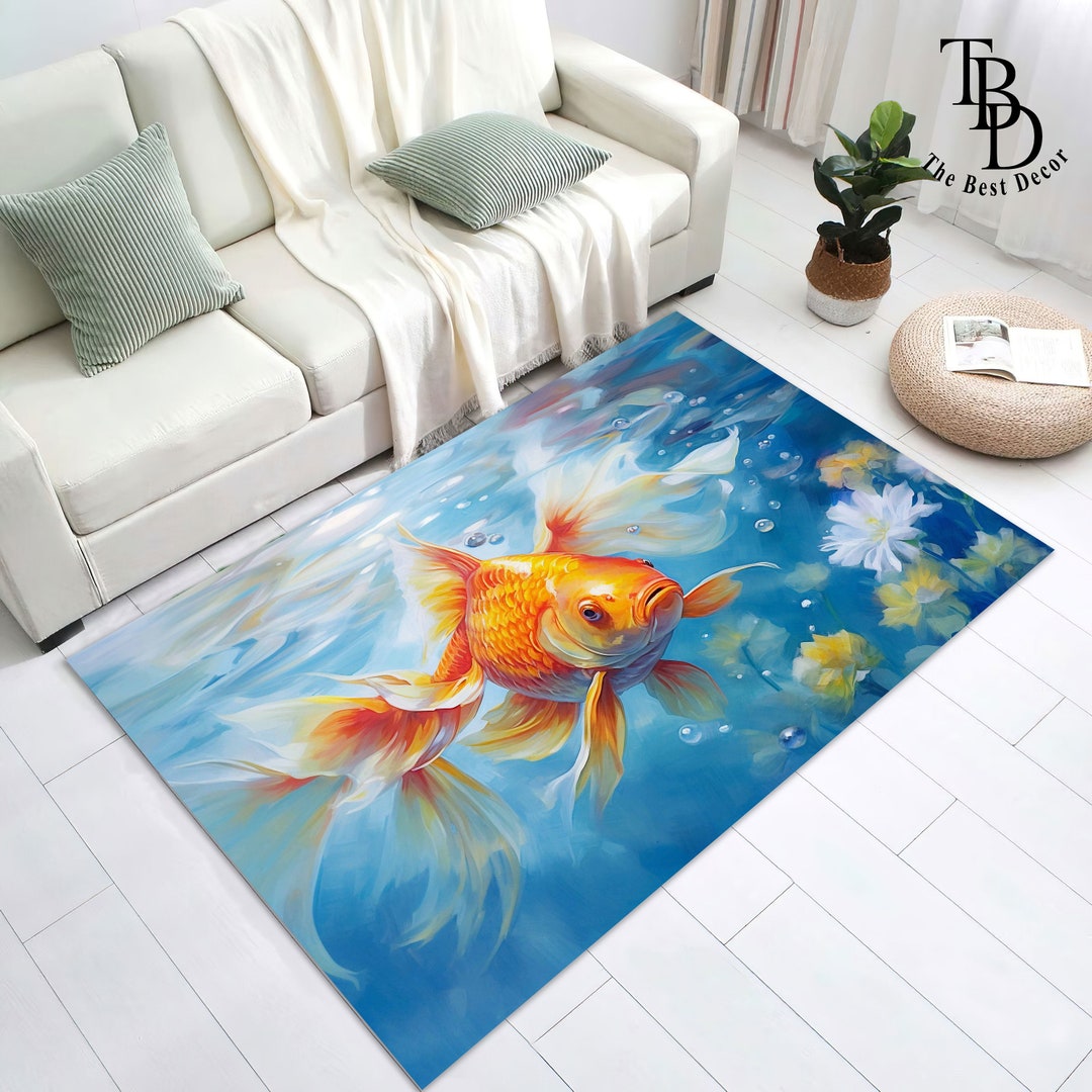 Koi Fish Rug, Fish, Kitchen Rug, Sea Animals Rug, Koi Fish Carpet ...