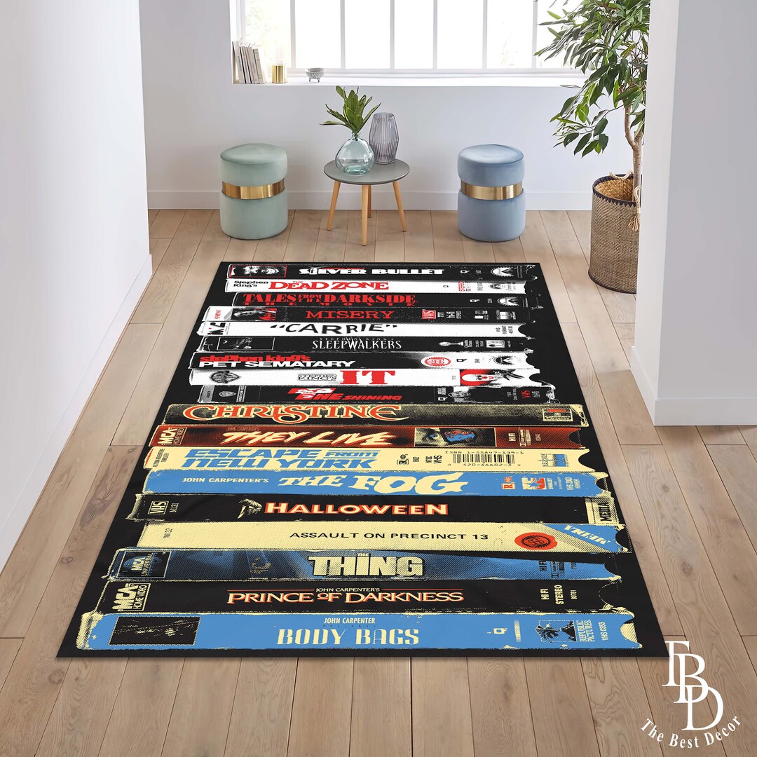 VHS Rug, Horror Movie Carpet, Movie Room Decor, Personalized Rug ...