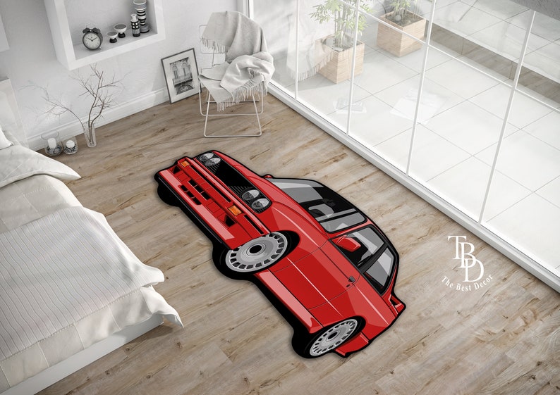 COOL RED RUG, Play Mat for Toy Car, Sports Car Rug, Race Car Carpet ...