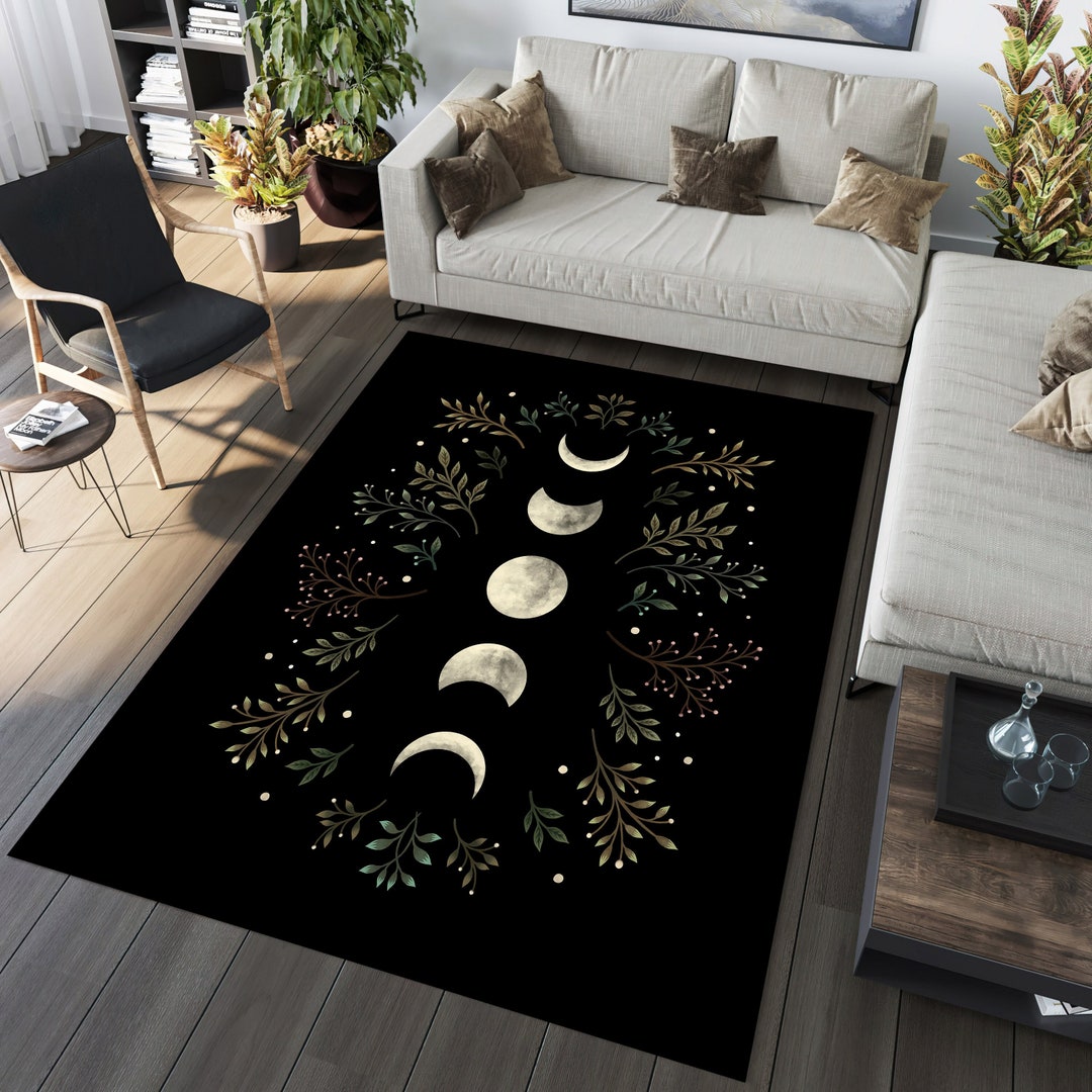 Mystic Rug, Moon Rug, Moon Pattern Rug, Moon Theme Rug, Night Time Rug ...