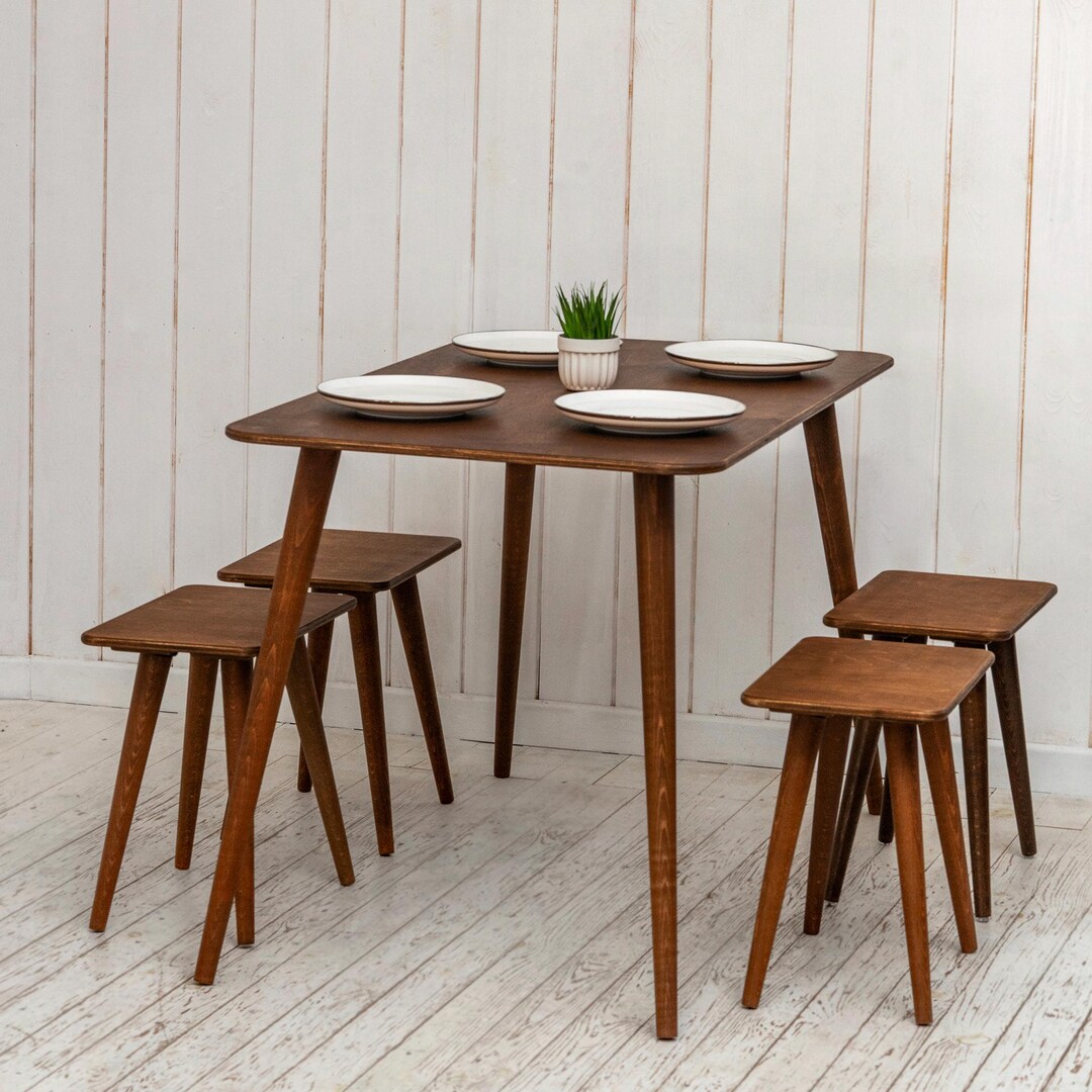 Narrow Dining Table Set Walnut Wood, Rectangle Small Dining Room Table ...