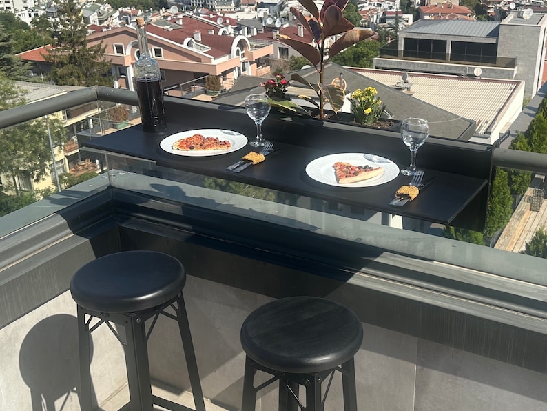 Balcony Bar Table With Plant Stand Handmade Foldable Patio - Etsy