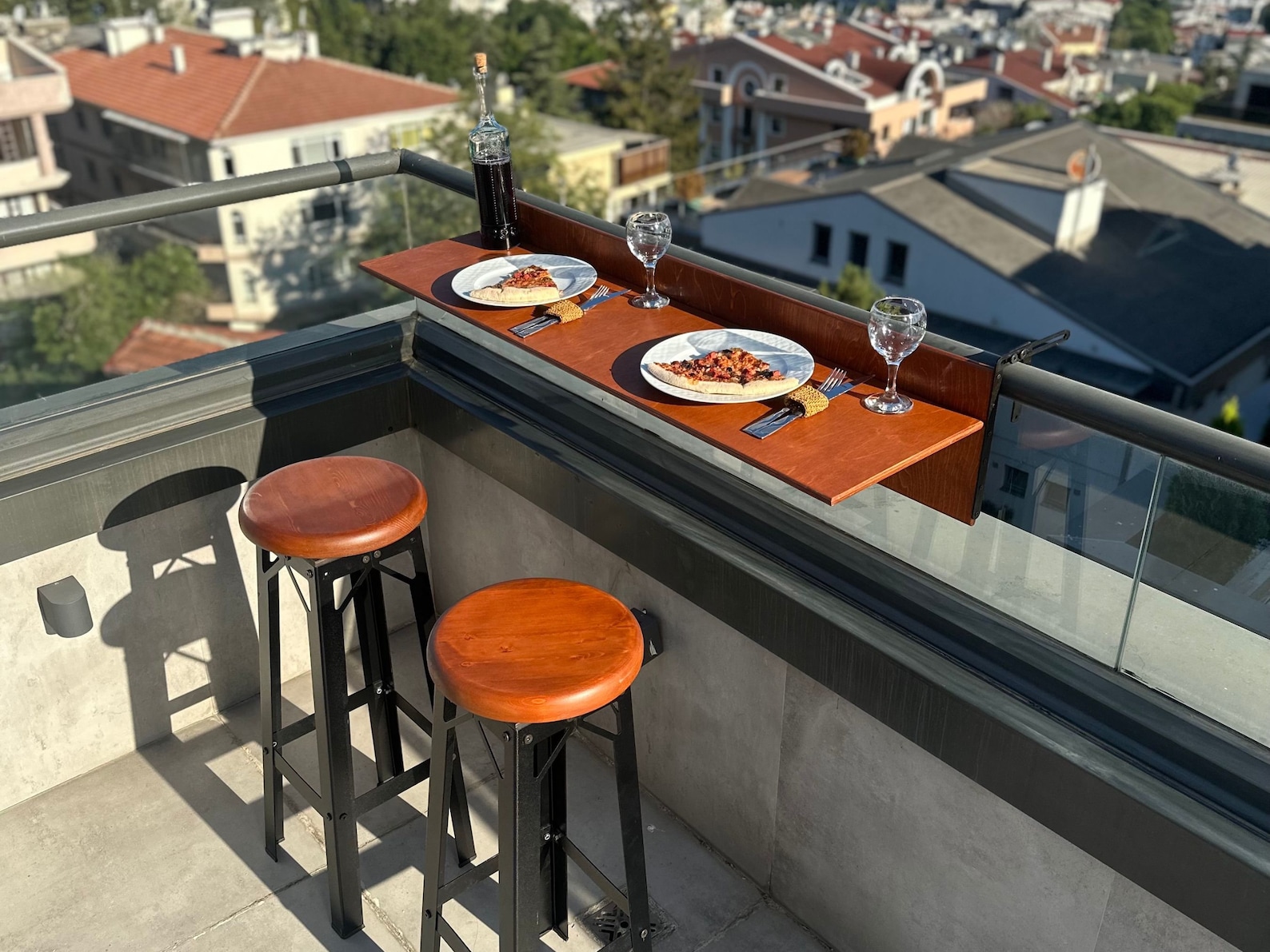 Balcony Bar Table for Small Apartment, Foldable Deck Railing Tables for ...