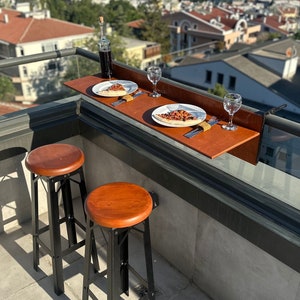 Balcony Bar Railing Table, Deck Rail Desk Table Outdoor Patio Furniture ...
