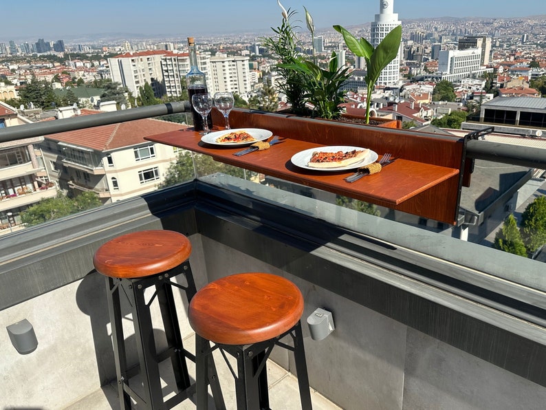 Folding Balcony Bar Table, Railing Deck Table Wooden Pub Rail Tables - Etsy