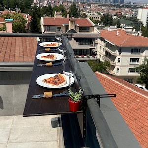 Balcony Railing Bar Table, Small Space Foldable Deck Rail Table Patio ...