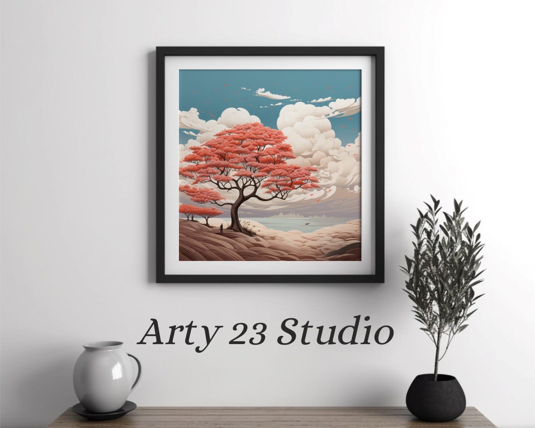 Surreal Tree Art Painting Square Digital Printable Minimalist ...