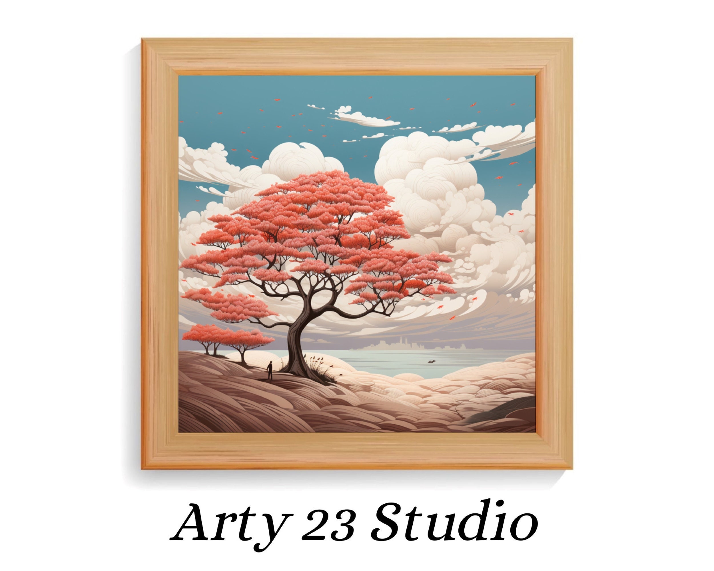 Surreal Tree Art Painting Square Digital Printable Minimalist ...