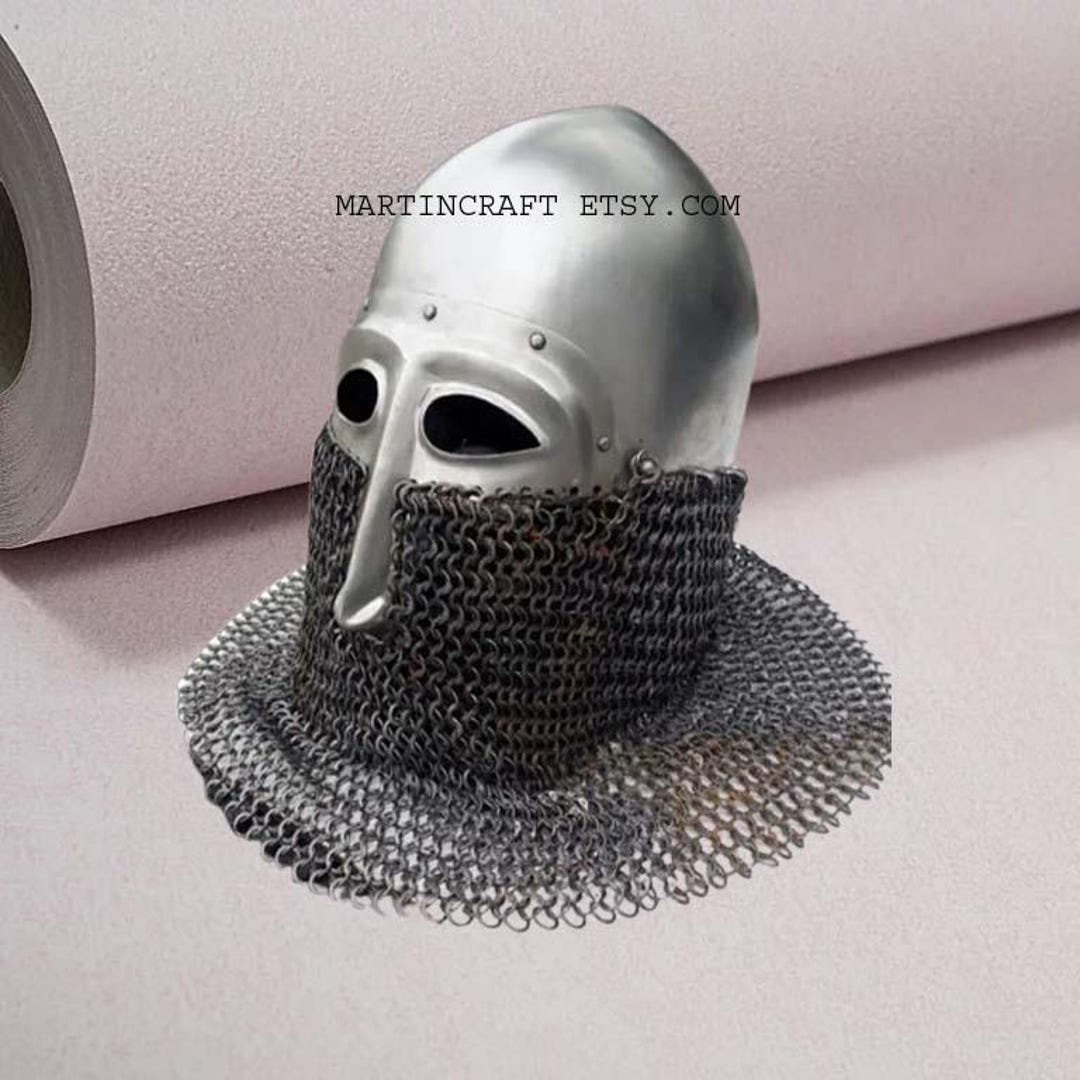 Medieval Knight Helmet chainmail Helmet Battle-ready Helmet Bascinet Helmet for SCA HMB Combat ...