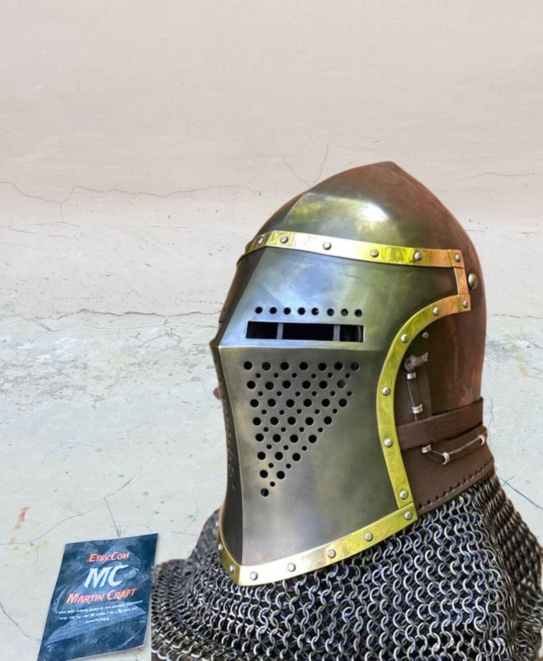 18 Gauge Medieval Klappvisor Helmet Medieval Hunsgugel Marigny Helmet ...