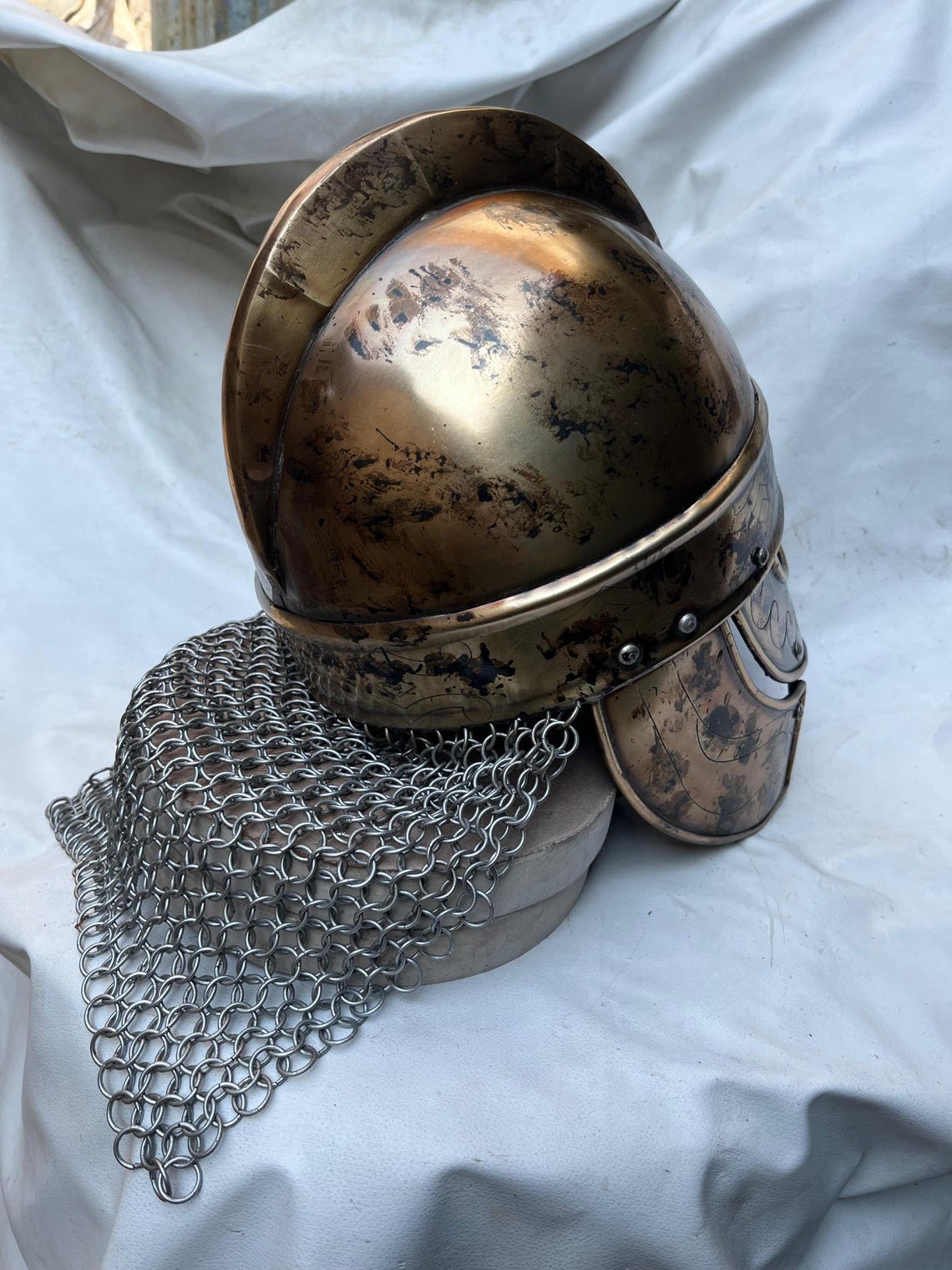 Medieval Knight Helmet chainmail Helmet Battle-ready Helmet Bascinet Helmet for SCA HMB Combat ...