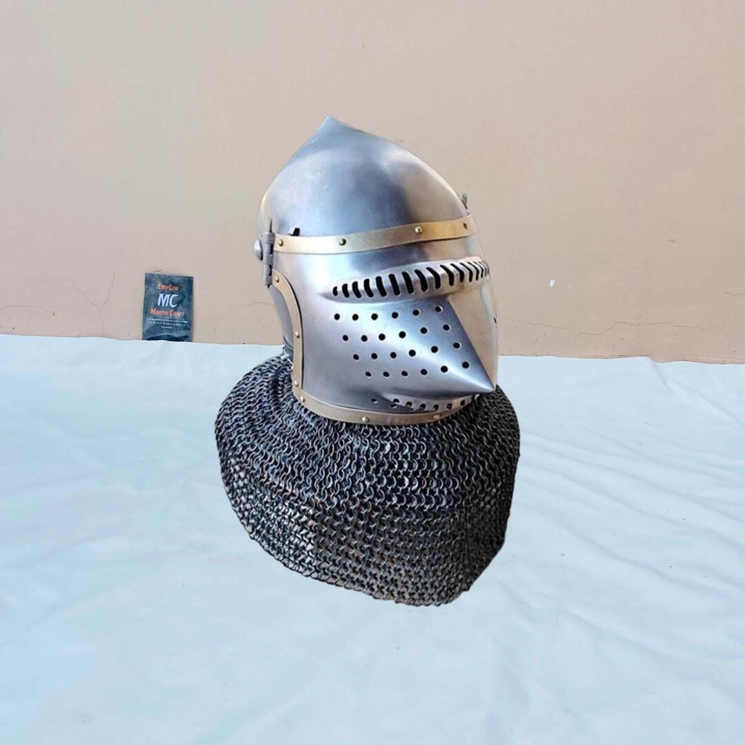 Crusader Knight Chainmail Helmet: Medieval Armor, SCA LARP Cosplay - Etsy