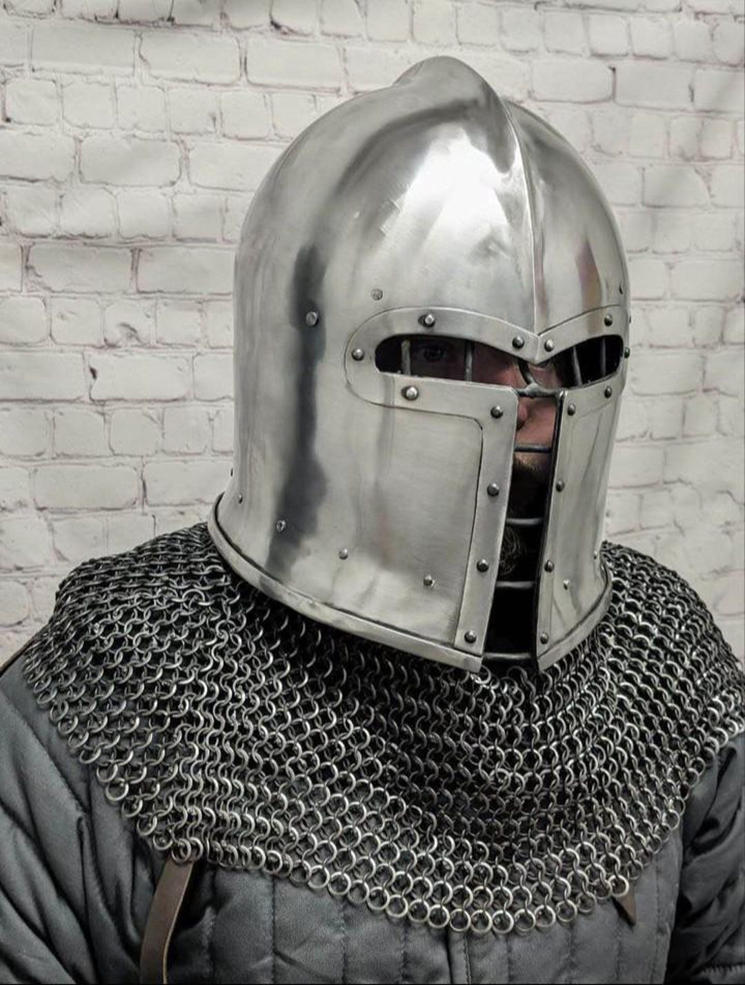 Medieval Helmet European Closed Helmet L LARP Fancy Armor Costume Dress ...