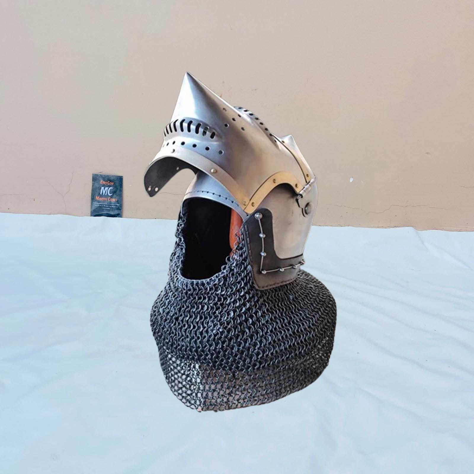 Crusader Knight Chainmail Helmet: Medieval Armor, SCA LARP Cosplay - Etsy