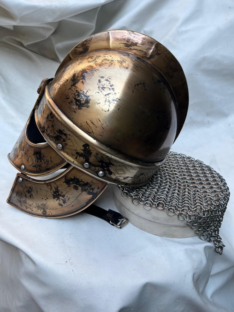 Medieval Knight Helmet chainmail Helmet Battle-ready Helmet Bascinet Helmet for SCA HMB Combat ...