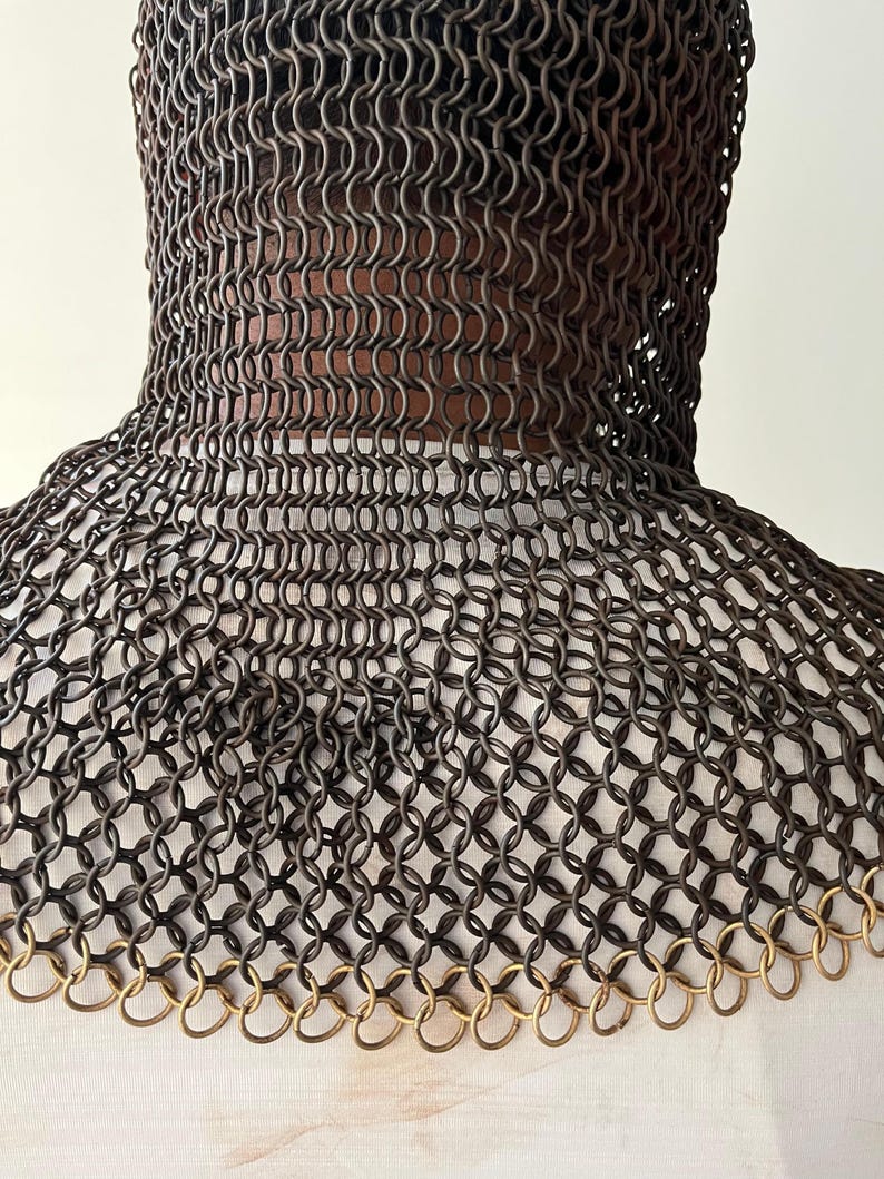 Black Chain Mail Coif 10mm Neck Chainmail Hood medieval Chainmail Armor ...