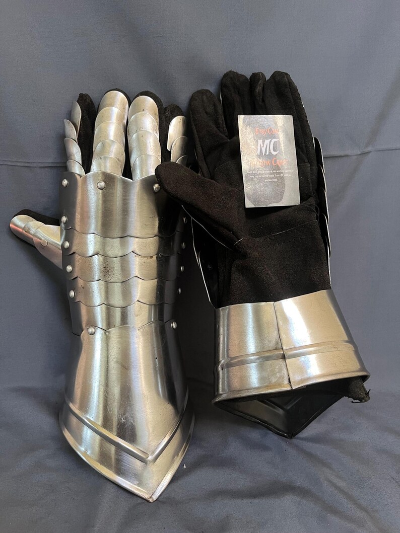 Handycrafted Medieval Knight Gloves Authentic Leather Gauntlets ...