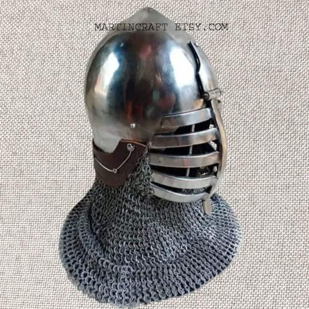 Medieval Knight Helmet chainmail Helmet Battle-ready Helmet Bascinet Custume Helmet for SCA HMB ...