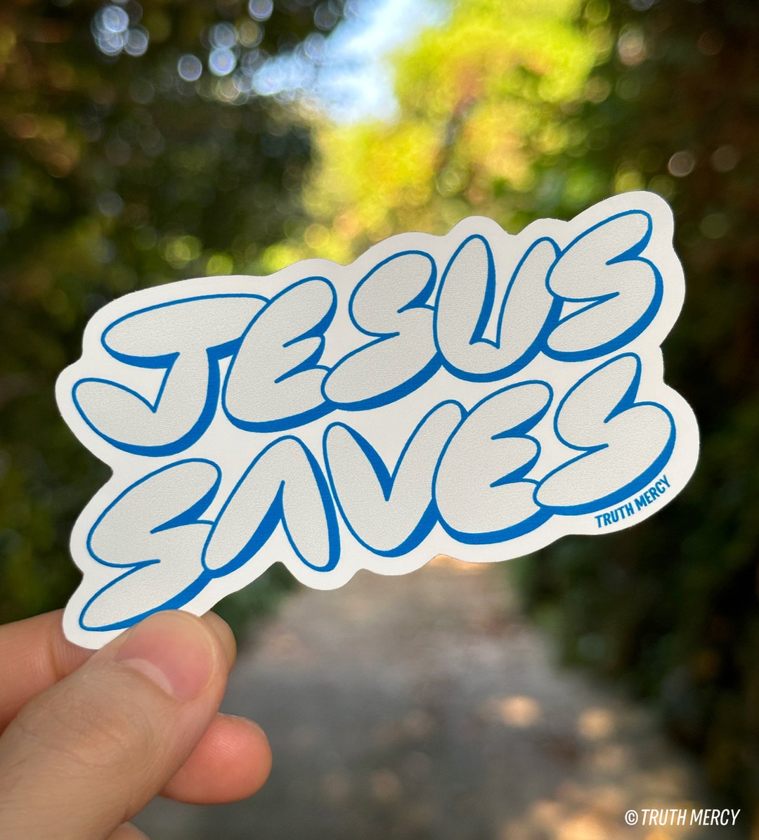 Jesus Saves Blue Sticker - Christian Sticker- Waterproof - Removable ...