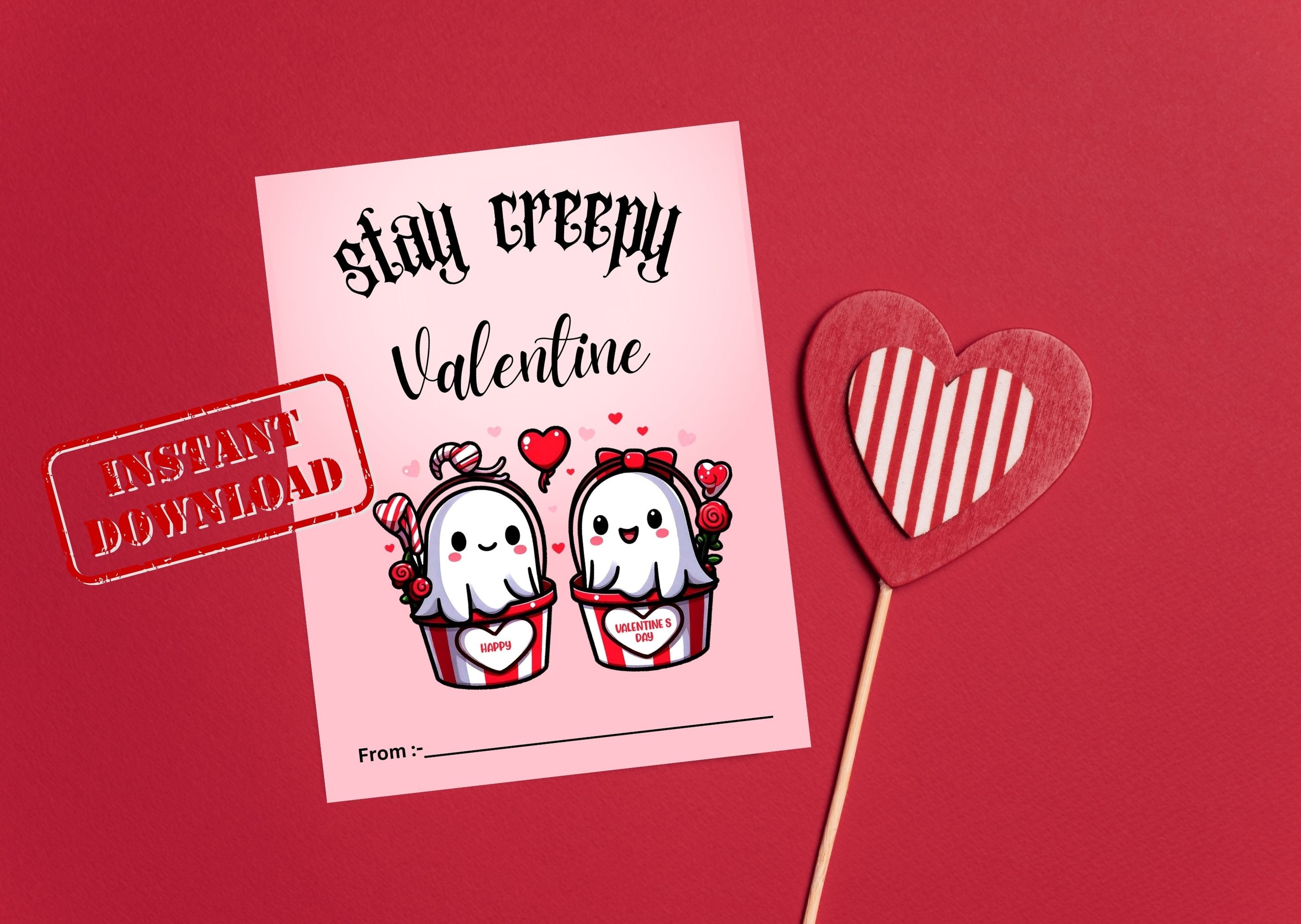 Cute Printable Spooky Valentine's Day Cards for Kids | Kawaii Goth ...