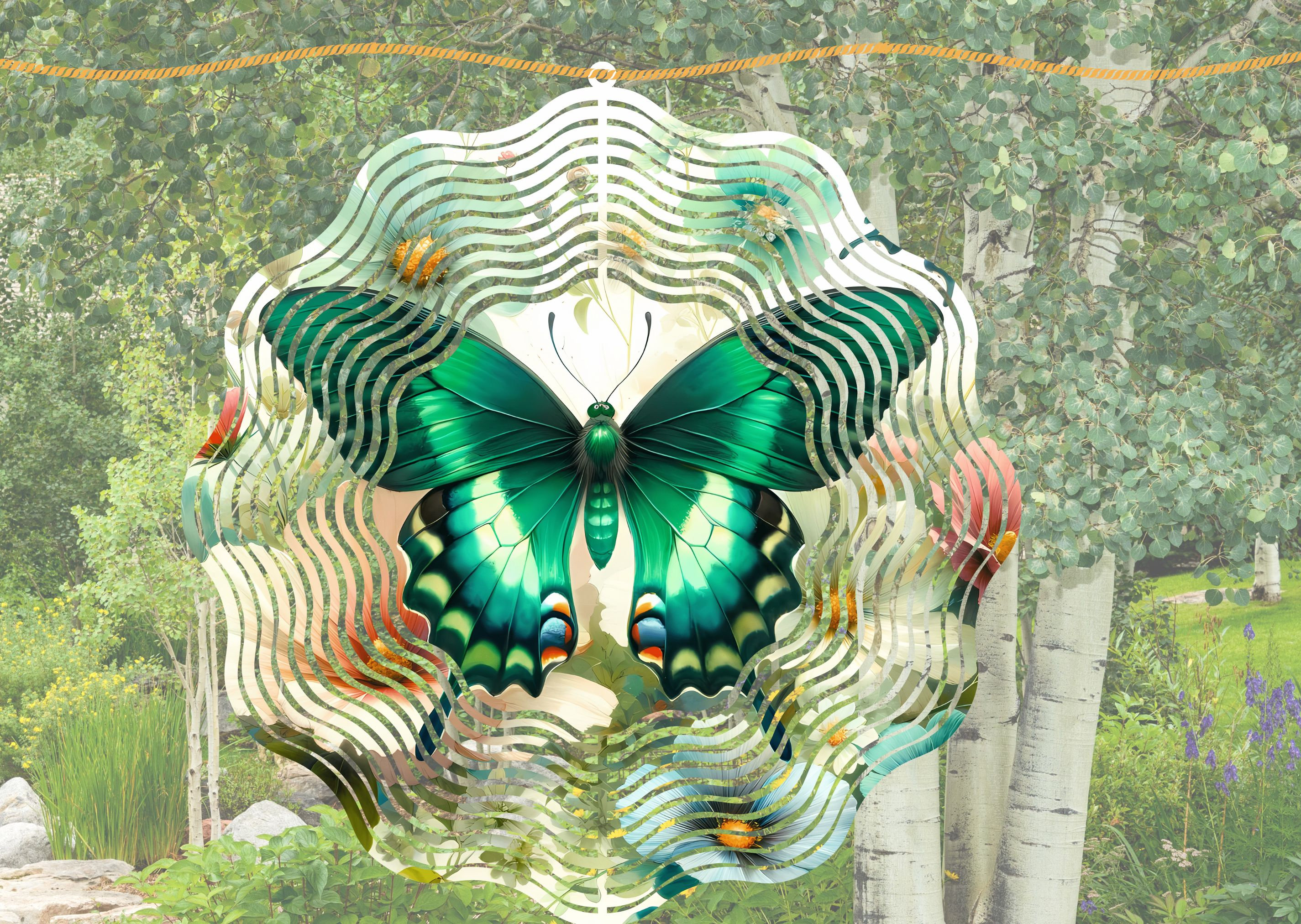 Green Butterfly Wind Spinner Design Unique and Vibrant Outdoor Decor ...
