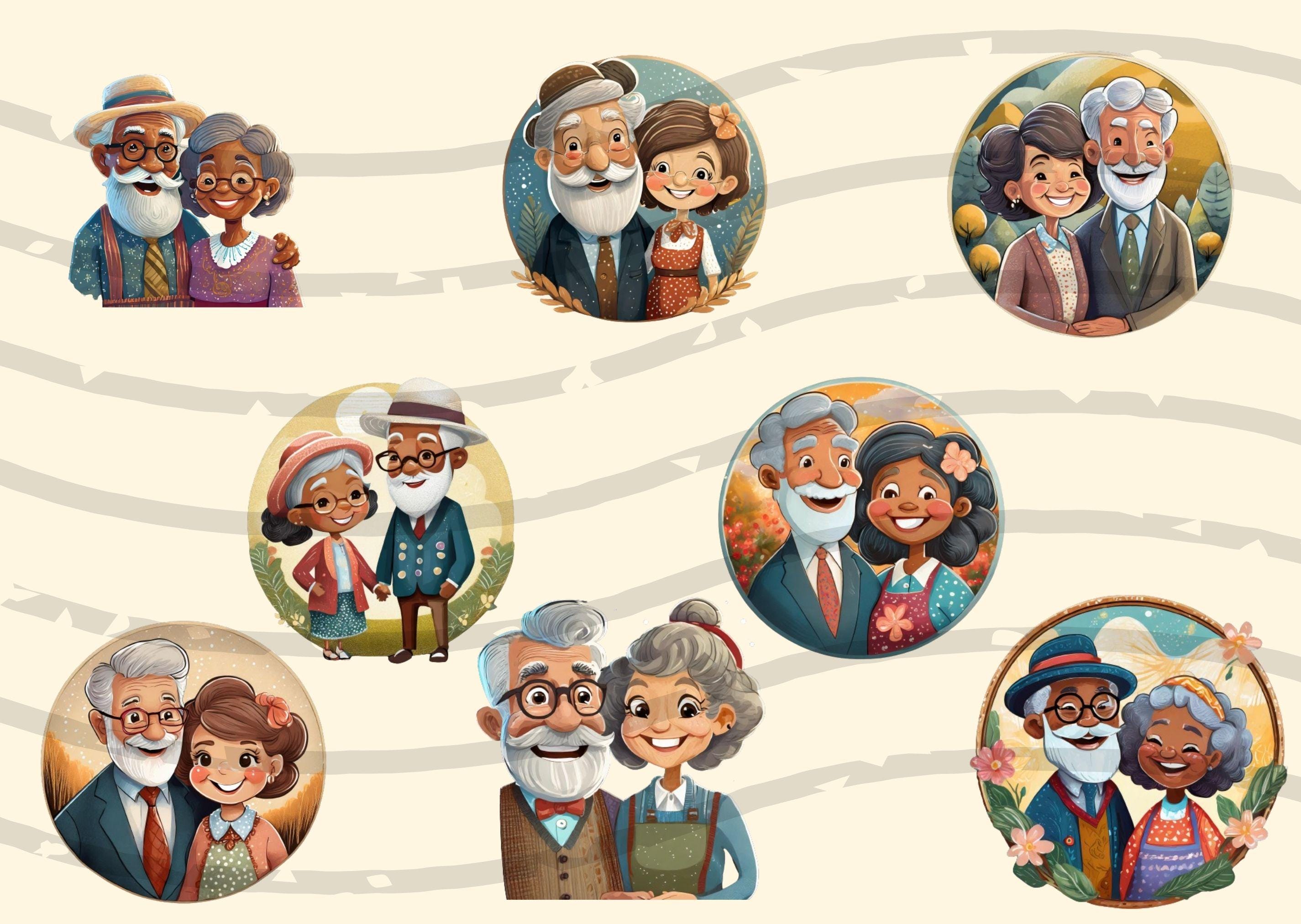 Grandparent Day Clipart Bundle, 37 Cute Watercolor Clipart, Family ...