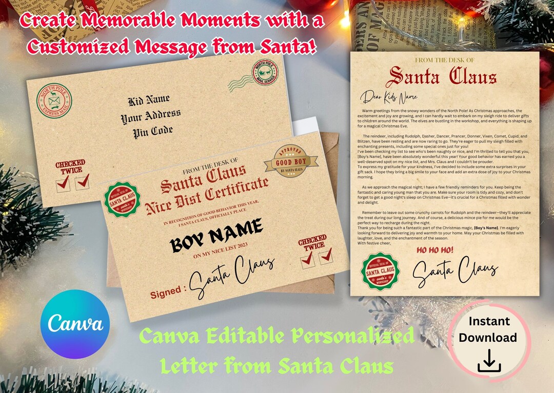 Personalized Letter From Santa Official Nice List Certificate ...
