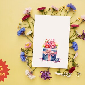 Watercolor Birthday Gifts Clipart Bundle 30 PNG Transparent Background ...