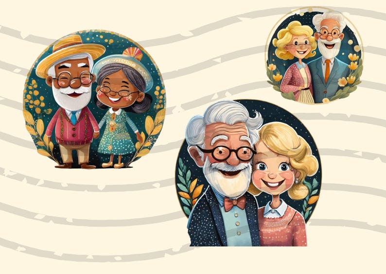 Grandparent Day Clipart Bundle, 37 Cute Watercolor Clipart, Family ...