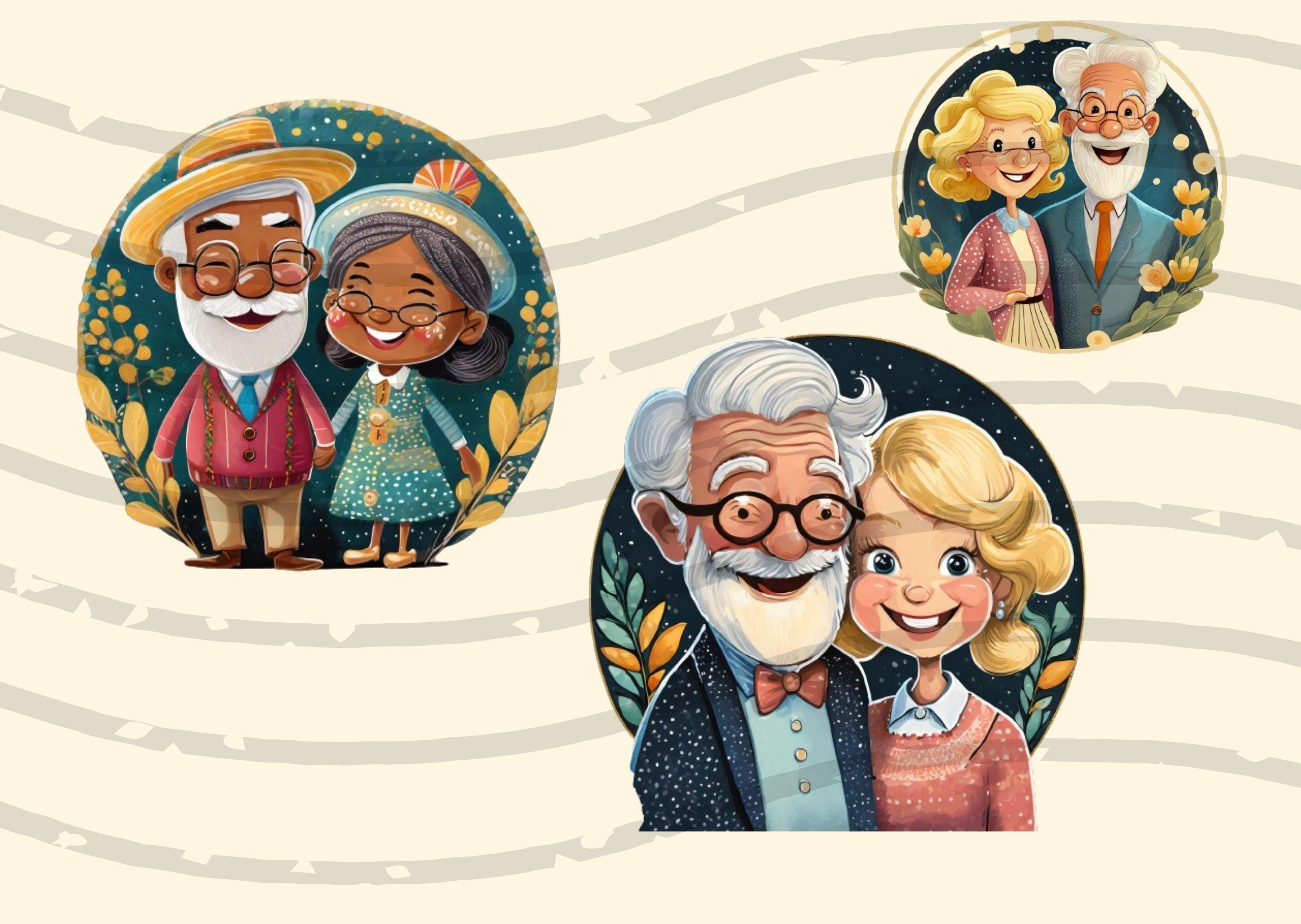 Grandparent Day Clipart Bundle, 37 Cute Watercolor Clipart, Family ...