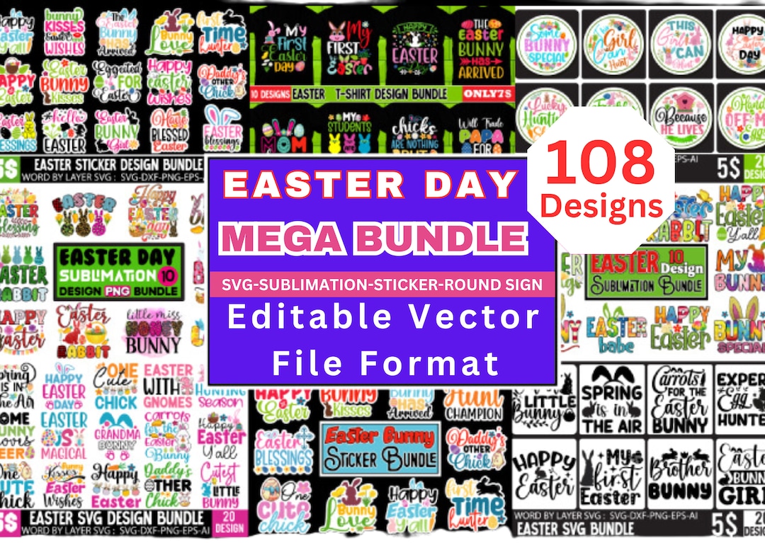 Easter Mega Bundle: 108 SVG PNG Designs (digital Download) - Etsy