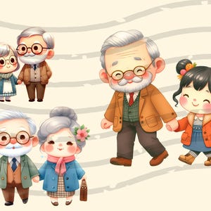 Grandparent Day Clipart Bundle, 37 Cute Watercolor Clipart, Family ...