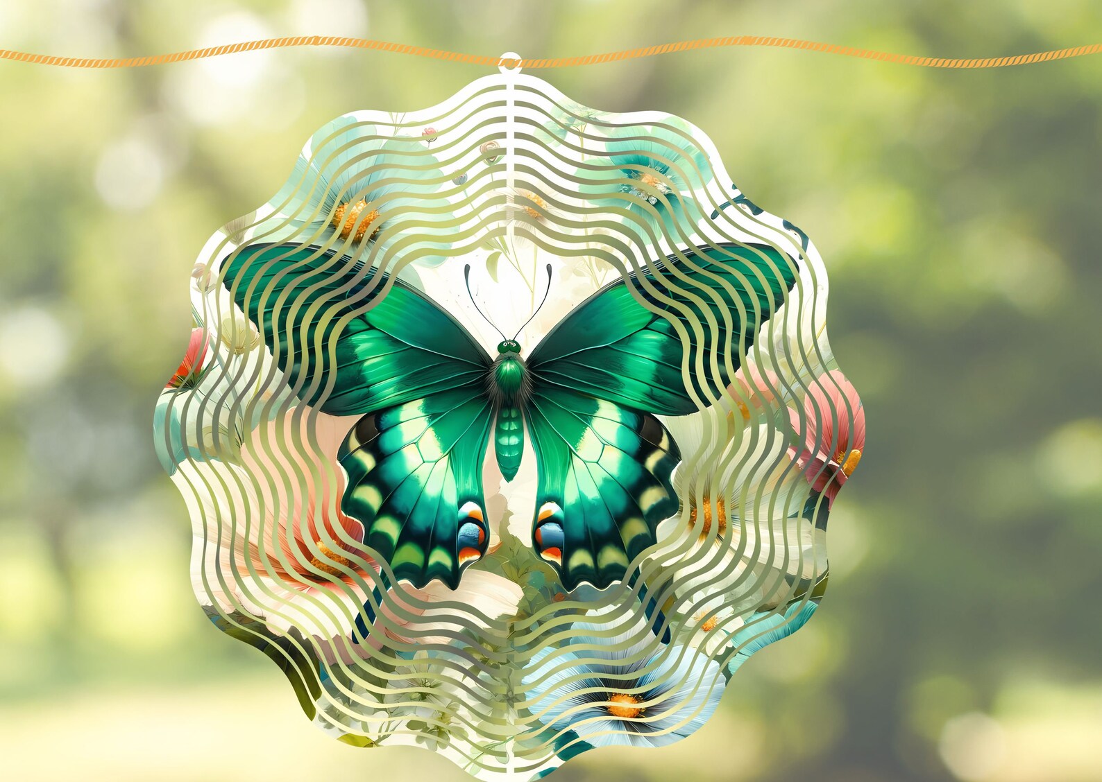 Green Butterfly Wind Spinner Design Unique and Vibrant Outdoor Decor ...