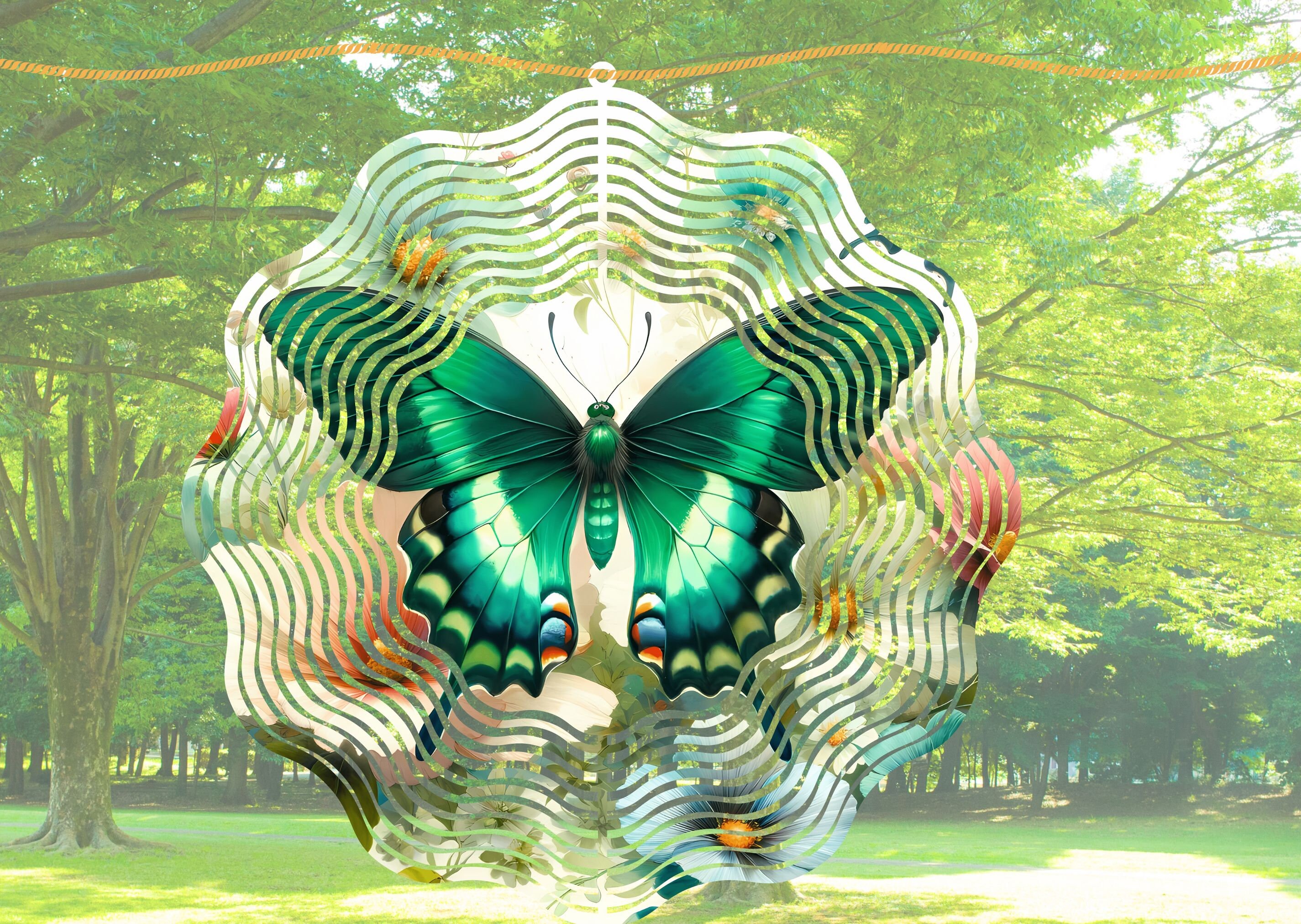 Green Butterfly Wind Spinner Design Unique and Vibrant Outdoor Decor ...