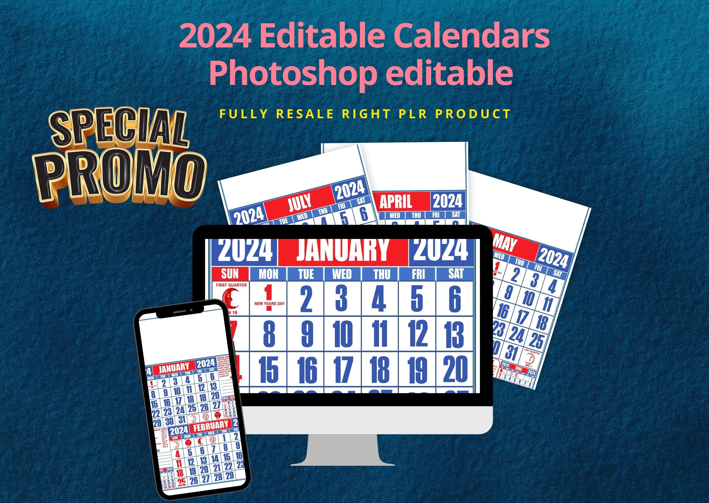 Editable Calendars Printable Calendar Commercial and Personal Use ...