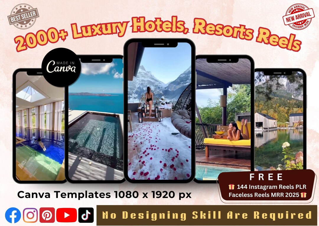 2000+ Luxury Hotels Resorts Reels, Travel Content Vault, Faceless ...