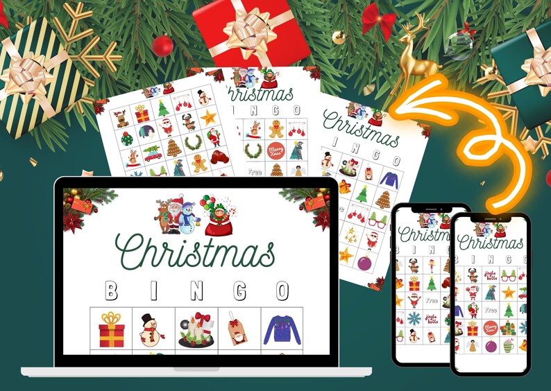 Christmas Bingo Game: 250 Printable Cards, Xmas Family Fun (PDF) - Etsy